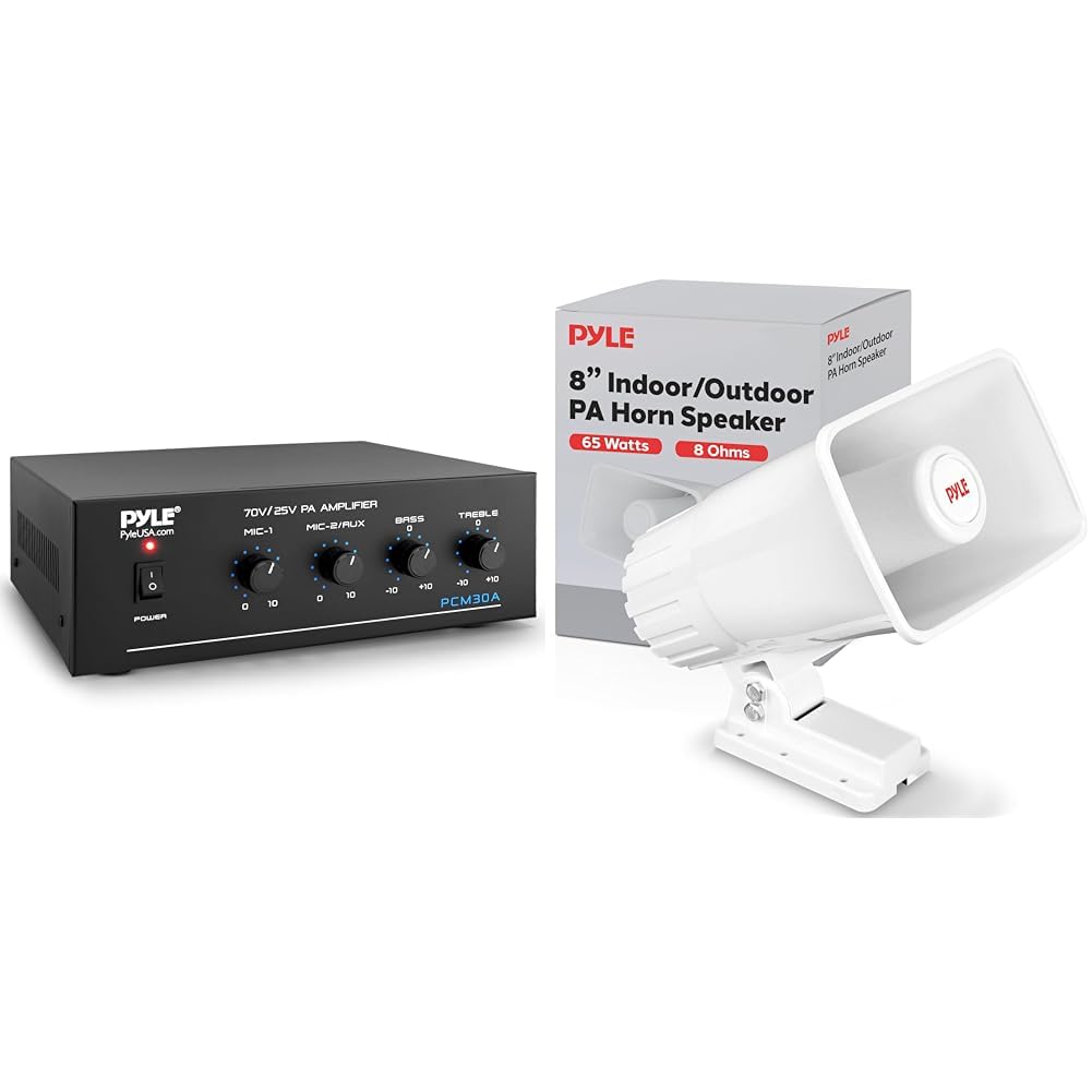 Amazon.com: Pyle 60W Mini Home Stereo Amplifier, 8" 65W Outdoor PA Horn ...
