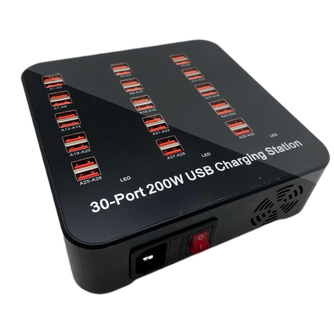 WiredCom® 30 Port USB Charging Station, Home Desktop USB Fast Charger ...