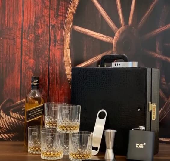 Bar Set with 6 Whiskey Glasses Ideal for Picnic Travel Car-o-Bar ...