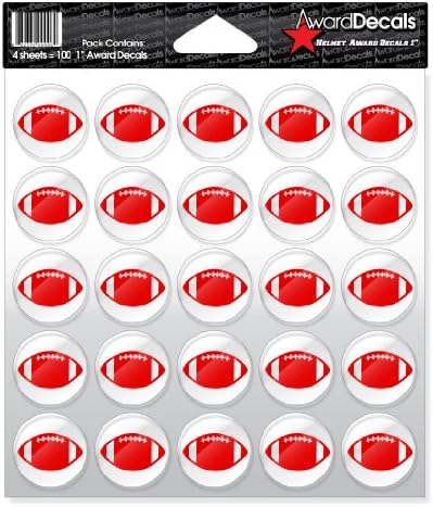 Amazon.com: Award Decals Football (Red on Clear) Sticker Set (100 ...