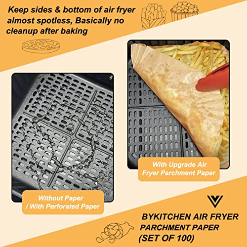 Snapklik.com : BYKITCHEN Square Air Fryer Cooking Paper, Set Of 100, 8 ...