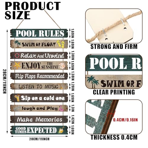 Snapklik.com : Pool Rules Wood Sign Funny Pool Rules Sign Bathroom ...
