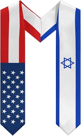 Amazon.com: Generic America Israel Israeli Flag Graduation Stole Scarf ...