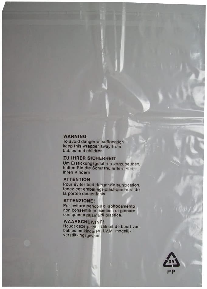 100 CLEAR TRANSPARENT PLASTIC GARMENT CLOTHING RETAIL PACKAGING BAGS ...