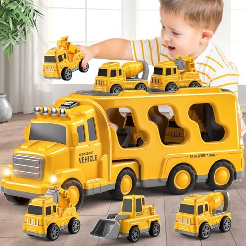 Amazon.com: Beby Buty 5 in 1 Construction Trucks Cars Toys for Toddlers ...