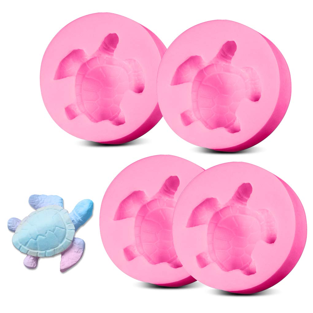 Rolin Roly 4Pcs Fondant Sea Turtle Cake Molds Tortoise Silicone Mold ...