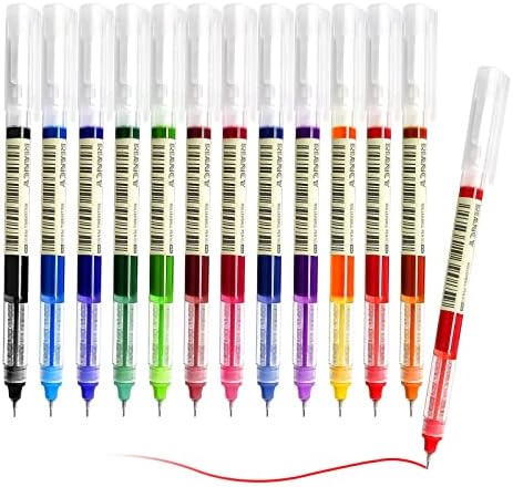 Funnasting Rollerball Pens, 12pcs Colorful Liquid Ink Ballpoint Gel ...