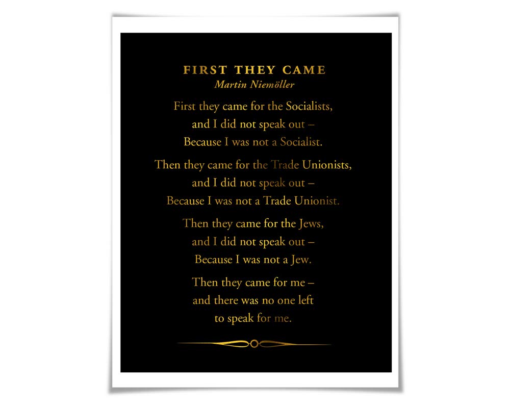 Amazon.com: First They Came Poem Gold Foil Art Print. 36 Colours ...