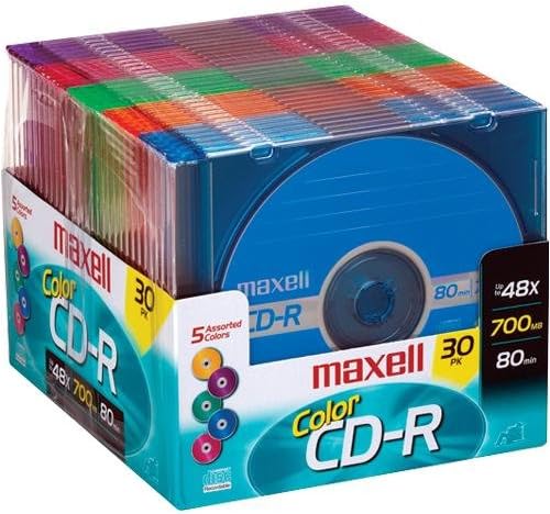 Amazon.com: Maxell CDR 700MB 80MIN 48X COL-W/Slim JC 30PK (648230 ...