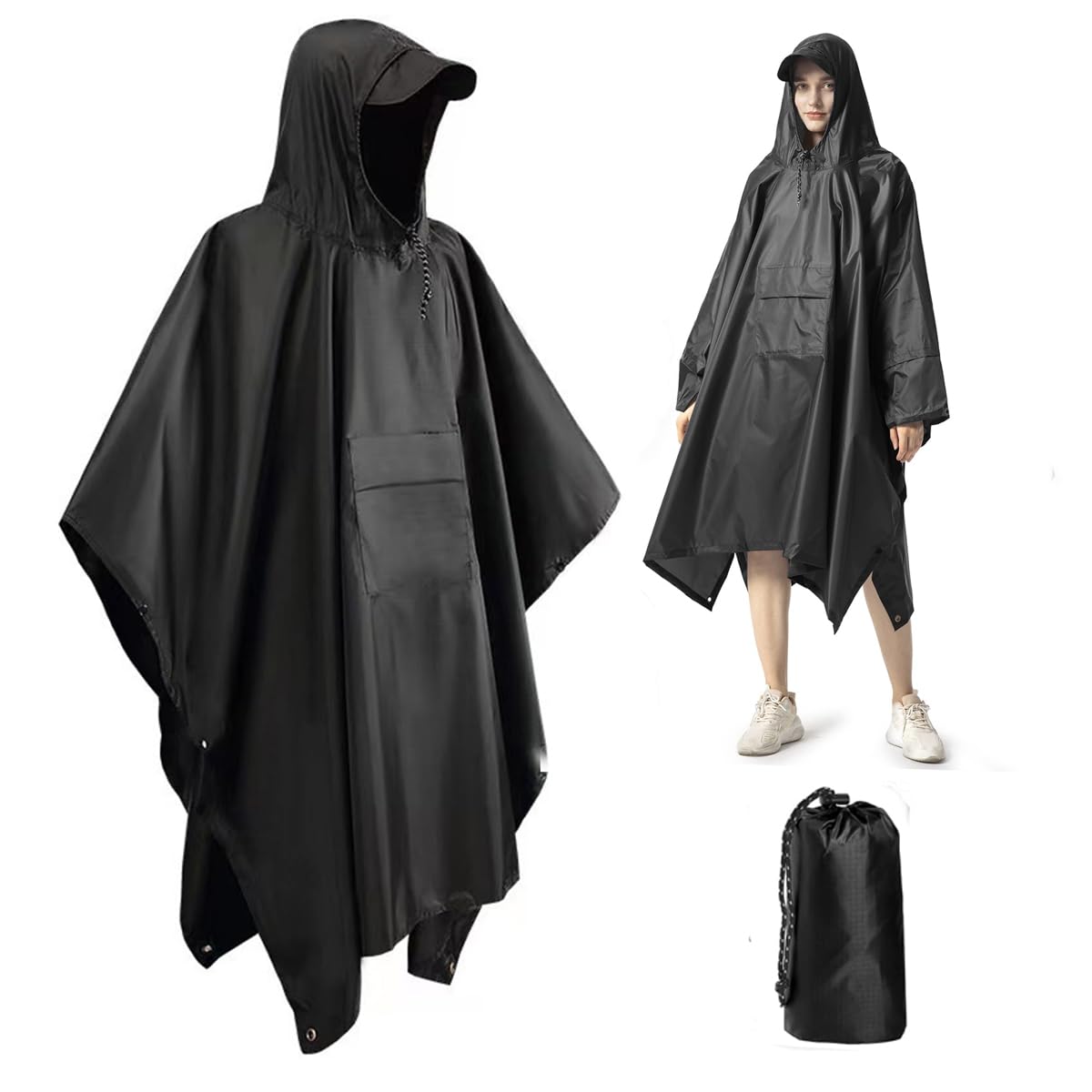 Blackultra 3 en 1 Poncho de Lluvia Impermeable con Capucha, Impermeable ...