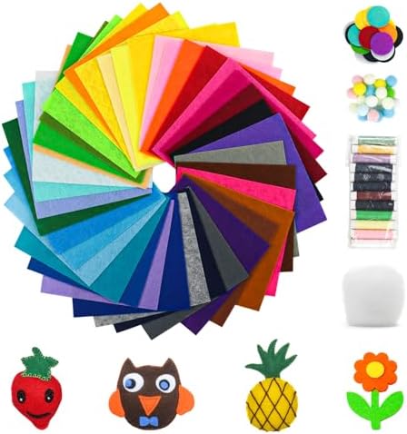 40pcs 15x15cm Multicolor Felt Fabric Sheets,Soft Coloured Felt Fabric ...