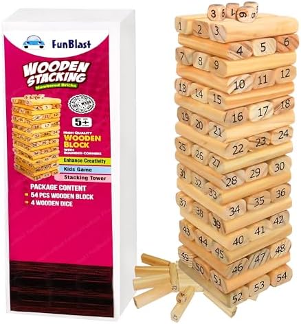 Buy FunBlast Stacking Tower Block, Timber Wood Block Stacking Game, 54 ...