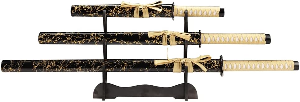 Amazon.com : Golda 3 Piece Samurai Katana Set w/Free Sword Stand，Katana ...