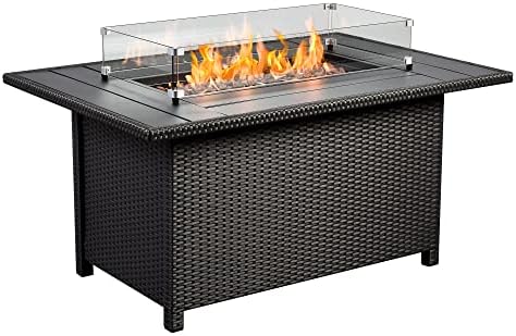 Amazon.com: Astopix 52 inch Wicker Fire Table, 50,000 BTU Propane Fire ...