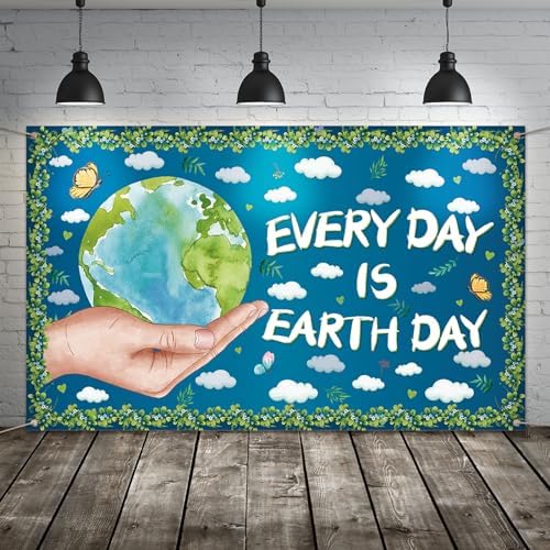 Amazon.com : Every Day is Earth Day Backdrop Earth Day Decorations ...