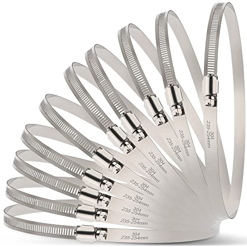 Snapklik.com : 10Pack 10 Inch Hose Clamp,Stainless Steel Large Hose ...