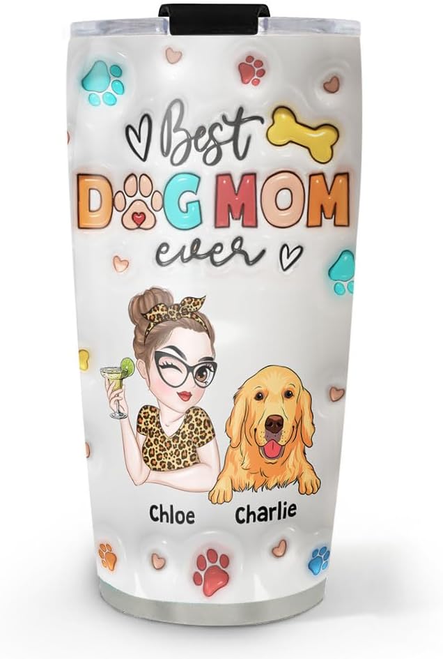 Amazon.com: Wrappiness Personalized Dog Mom Tumbler - Custom 3D ...