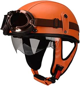 Amazon.com: German Style Motorcycle Retro Half Helmet Style Leather ...