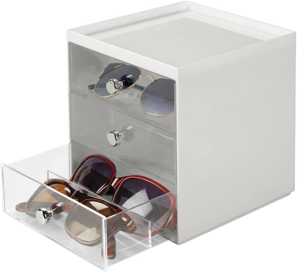 Amazon.com: mDesign Stackable Plastic Eye Glass Storage Organizer Box ...