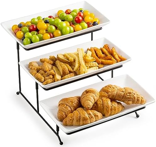 Amazon.com: Mfacoy 3 Tier Serving Tray Set, 12" Tiered Serving Trays ...