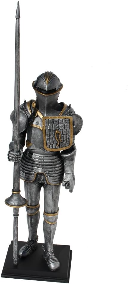 Amazon.com: Medieval Armor with Lance Figurine, Pewter and Gold Color ...