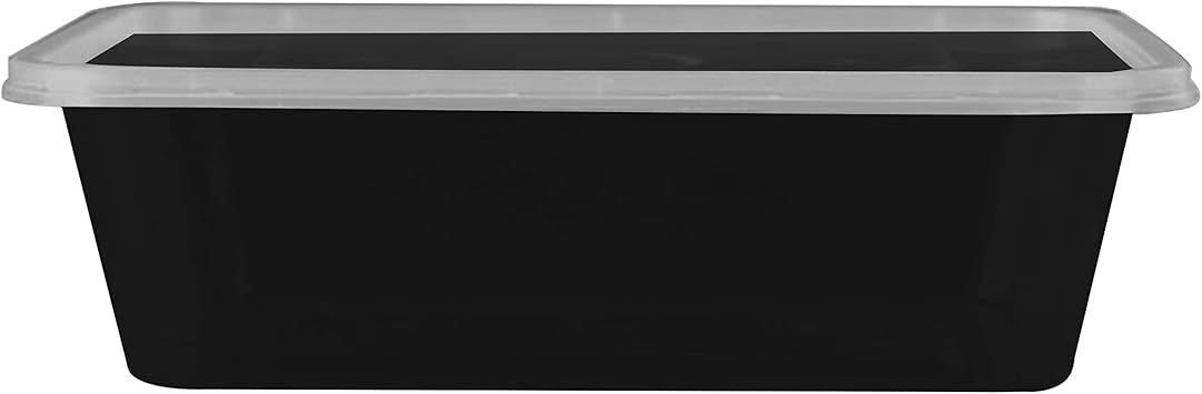 200 PCS x 650 ML Plastic Black Food Containers with Clear Lids Reusable ...