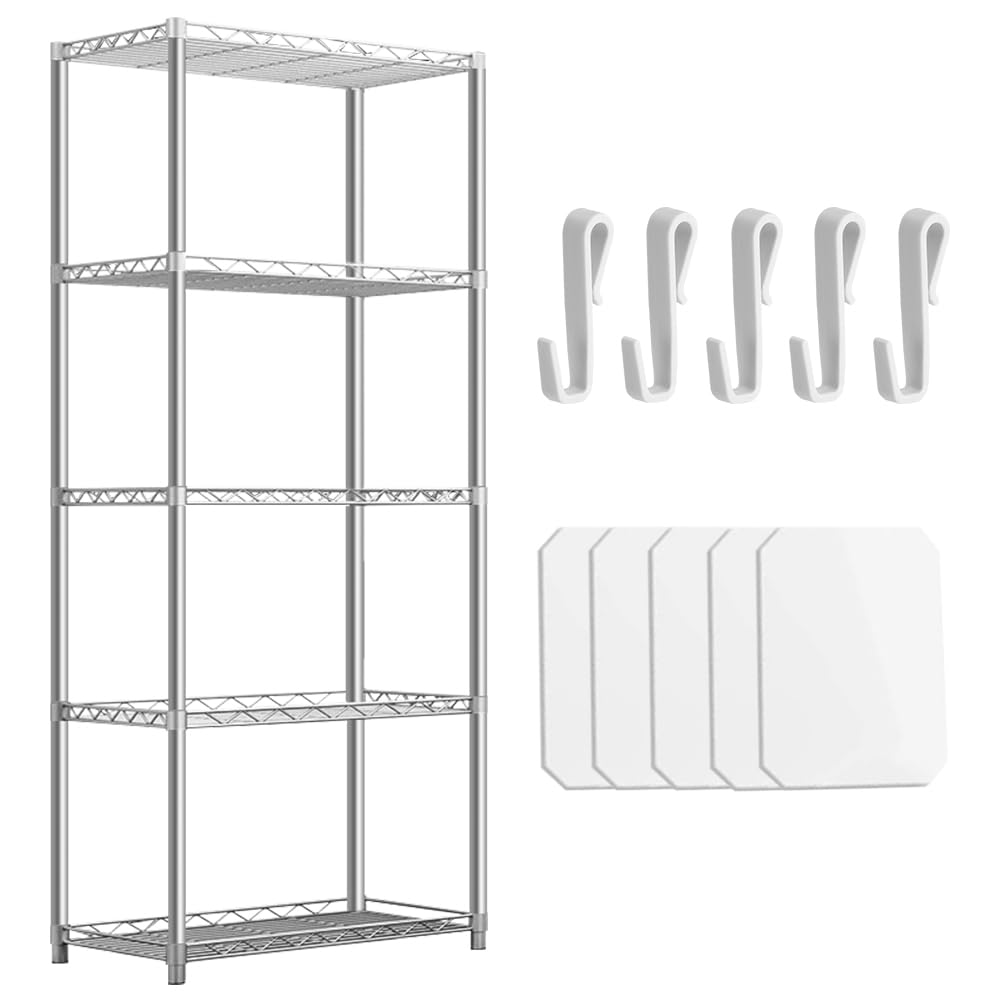 HMIEPRS 5-Tier Metal Shelving Unit, 5-Shelf Metal Storage Shelves with ...