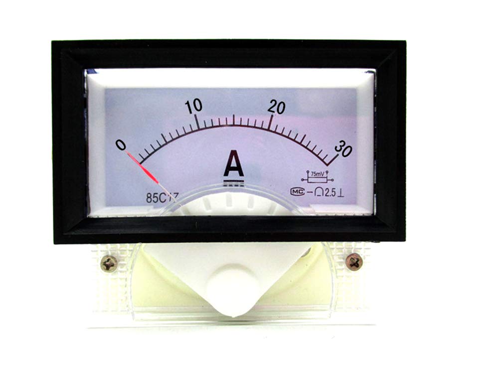 YXQ DC 0-30A Analog Current Panel 85C17 Amp Ammeter Gauge Meter 2.5 ...