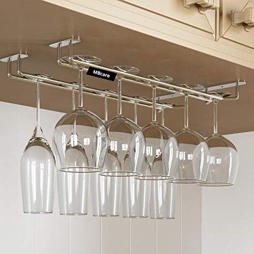 MBCARE Wine Glass Rack, Under Cabinet Wine Glass Holder Alloy Steel Stemware Glass Rack ...