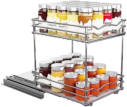 Amazon.com: Cooklux Pull Out Spice Rack Organizer for Kitchen Cabinet ...