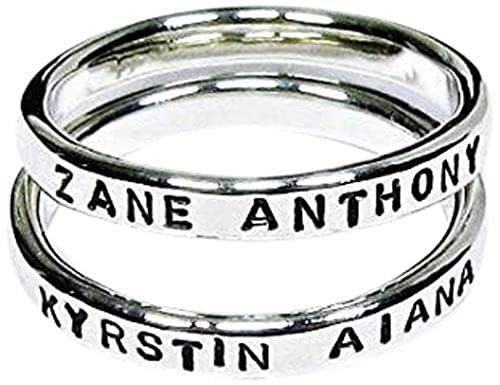 Amazon.com: Personalized Sterling Silver Stacking Rings - Set of 2, 2.4 ...