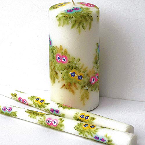 Amazon.com: Decorative Hand Painted Pastel Flower and Easter Egg Candle ...
