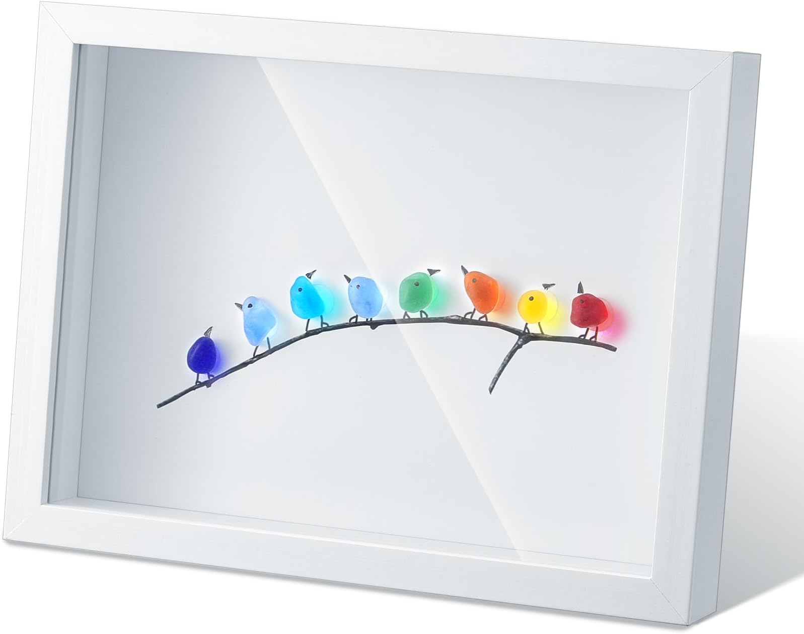 Amazon.com: LyneeRan Sea Glass Rainbow Birds, Sea Glass Birds on Branch ...