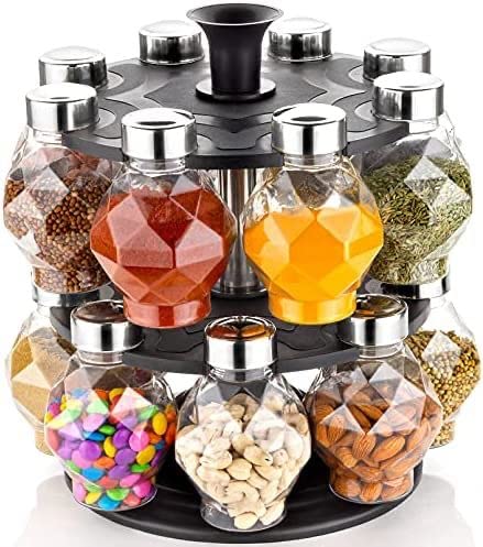 TIMBADIYA Multipurpose Plastic Big Revolving Spice Rack 16 in 1 ...