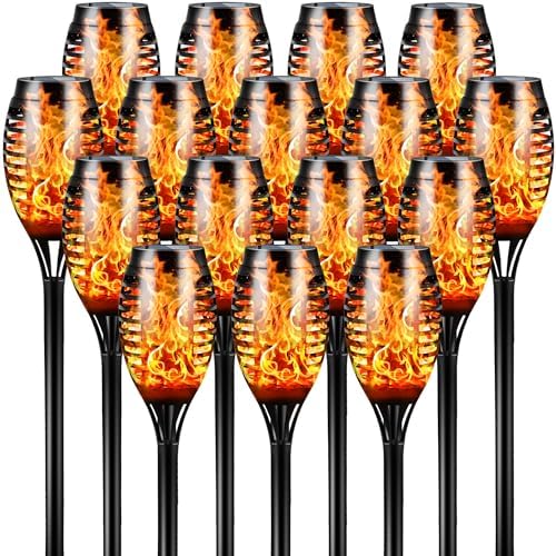 Otdair Solar Torch Lights with Flickering Flame, 12LED Tiki Torch Solar ...