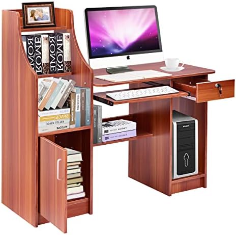 Amazon.com: IFANNY Computer Desk with Storage, Wooden Writing Desk with ...