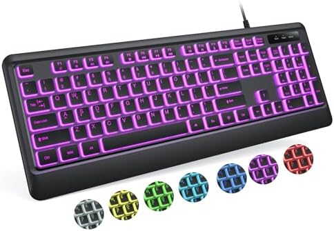 Backlit Computer Keyboards, Wired USB LED Keyboard with 7 Colors ...