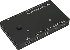 Type C KVM Switch, Self Adaptive EDID HD KVM Switcher 2 in 1 Out 4K ...