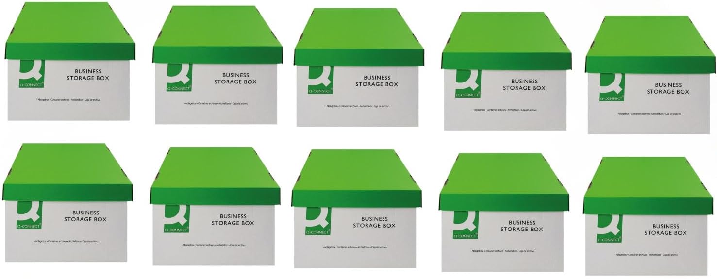 Q-Connect Business Storage Box 335x400x250mm Green and White (Pack of ...