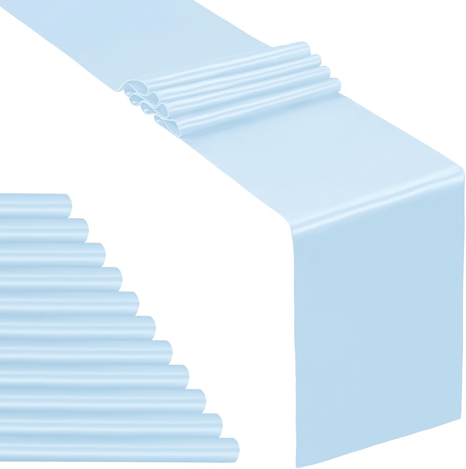 Amazon.com: SiinvdaBZX 12 Pcs Light Blue Satin Table Runner 12 x 108 ...