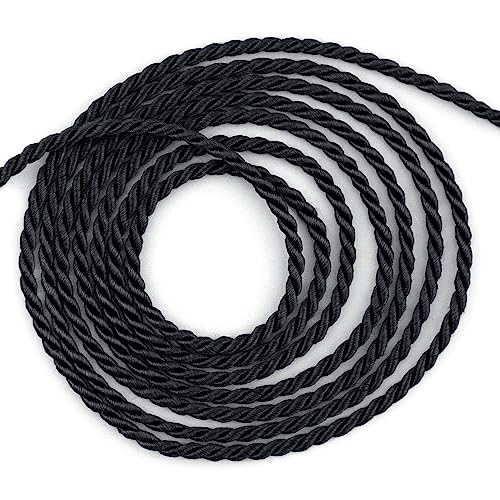 50 m x 2 mm Cord Black Roll Decorative Twist Cord with Shiny Cord ...