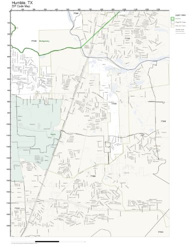 Amazon.com : ZIP Code Wall Map of Humble, TX ZIP Code Map Laminated ...