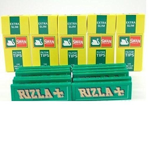 Rizla Green Rolling Papers and Swan Extra Slim Filter Tips (600 ...