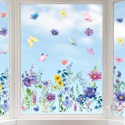 Amazon.com: JarThenaAMCS 9 Sheet Spring Summer Floral Window Cling ...