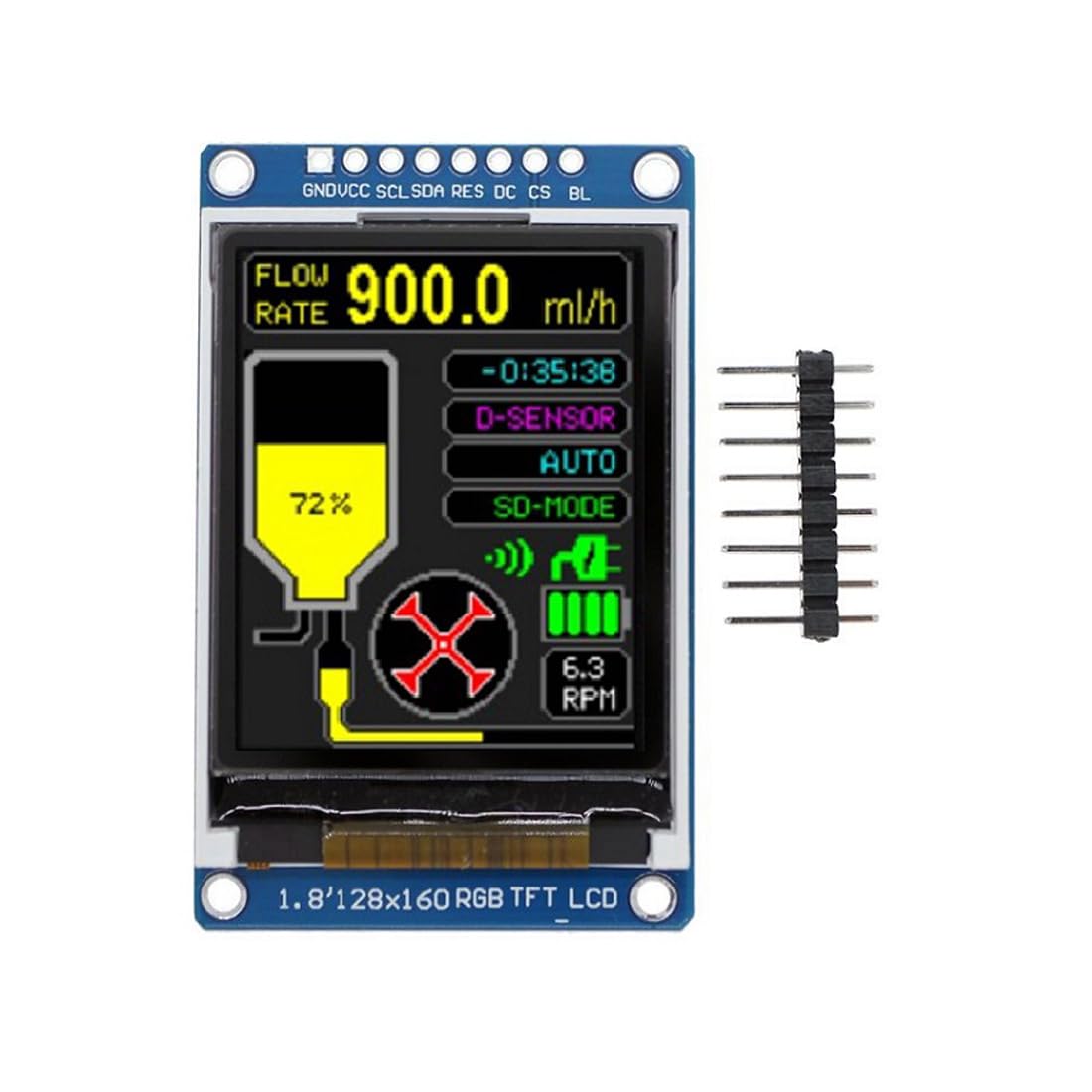 Amazon.co.jp: GAOHOU 1.8”フルカラー128 x 160 SPI TFT LCDディスプレイモジュール ST 7735 ...