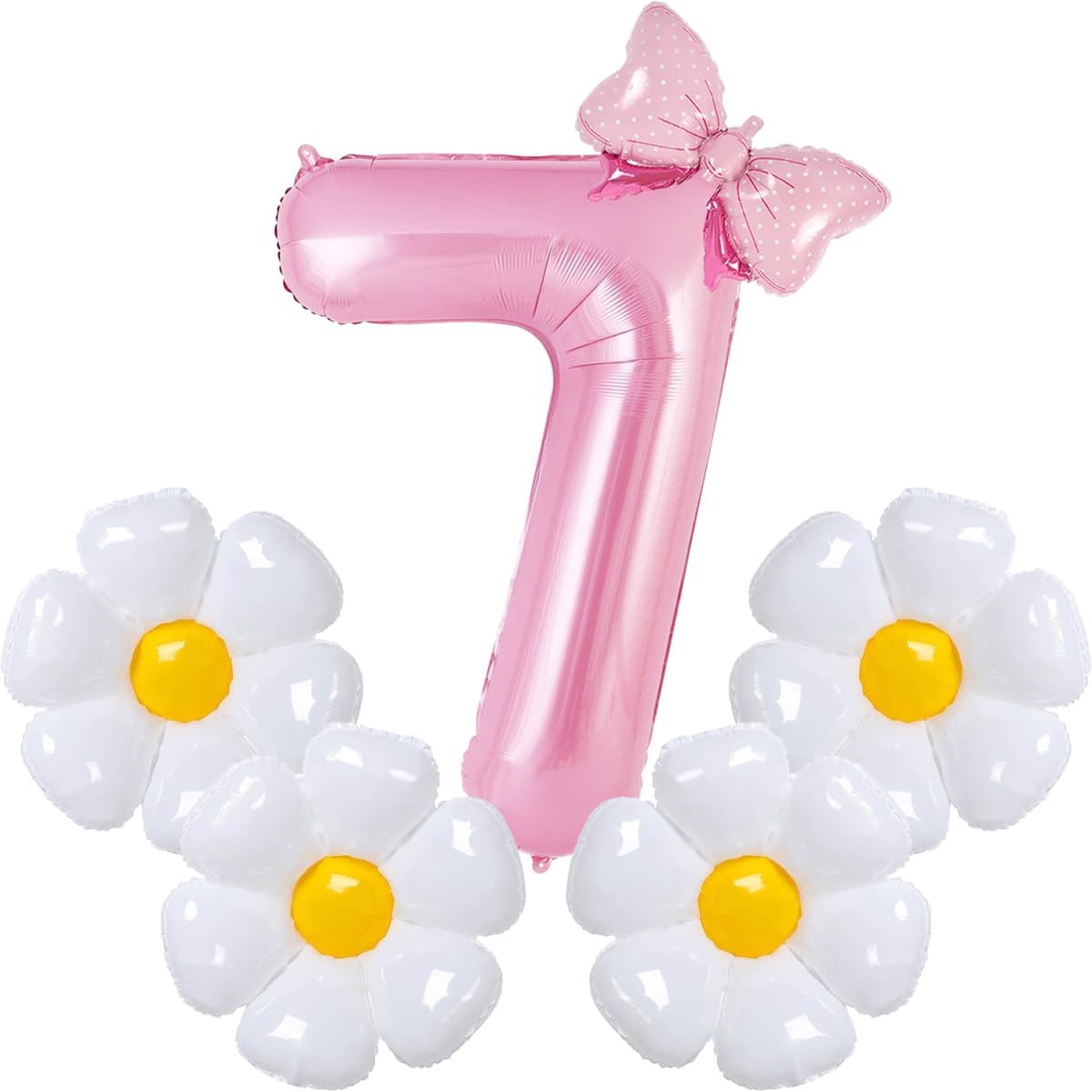 Amazon.com: Flower Daisy Balloons Pastel Pink Large 40 Inch Number 7 ...