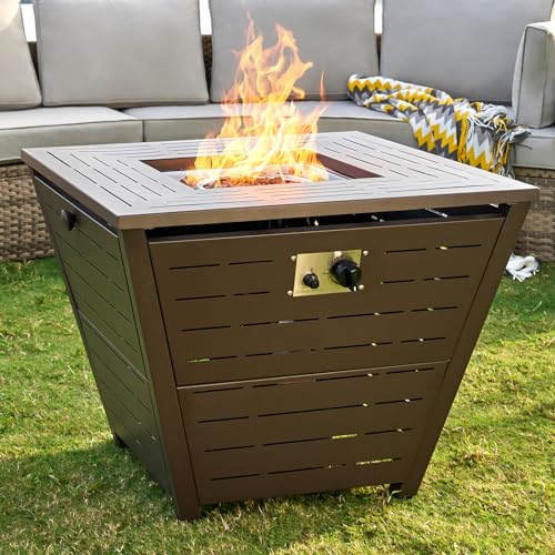 PaPaJet 32" Propane Fire Pit Table, 50,000 BTU Trapezoid Square Gas ...