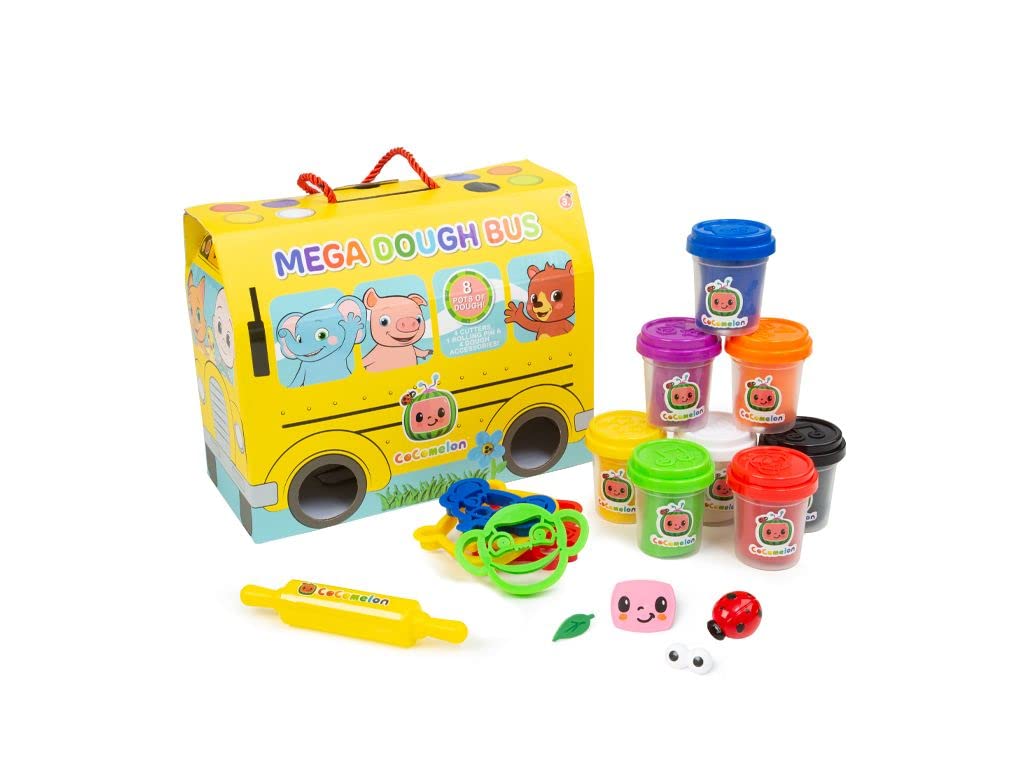 CoComelon Mega Dough Bus 8 Assorted Pots of Dough Kids Character Themed ...