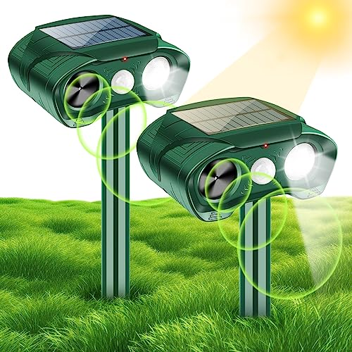 Jahy2Tech 2 Pack Ultrasonic Animal Repellent Outdoor Waterproof Solar ...