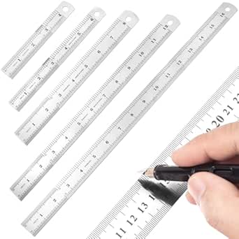 CustomyLife 5 Pack Machinist Rulers, 4/6/8/12/16 Inch Metric Ruler ...